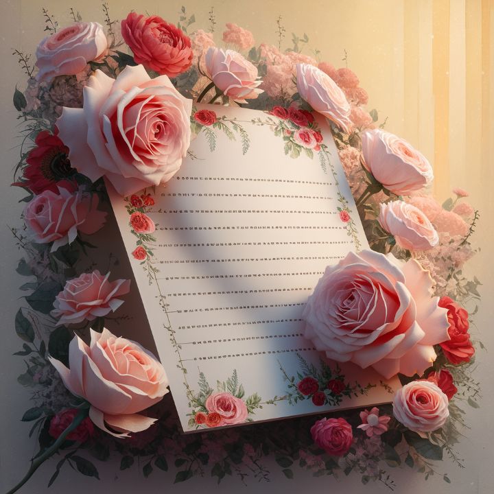 Writing paper decorated with pink - Design store - Digital Art & AI ...