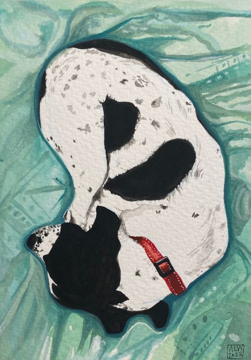 Cat Nap (Dog) - Amy Wicherski - Paintings & Prints, Animals, Birds ...