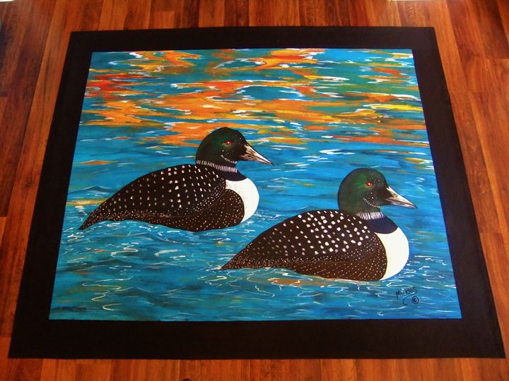 Sunset Loons Handpainted Floor Cloth - Micklos Art By Design The Moon ...