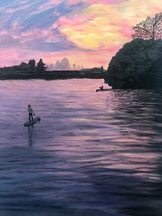 SUP Sunset Original Oil Painting - bjubilee.art - Paintings & Prints ...