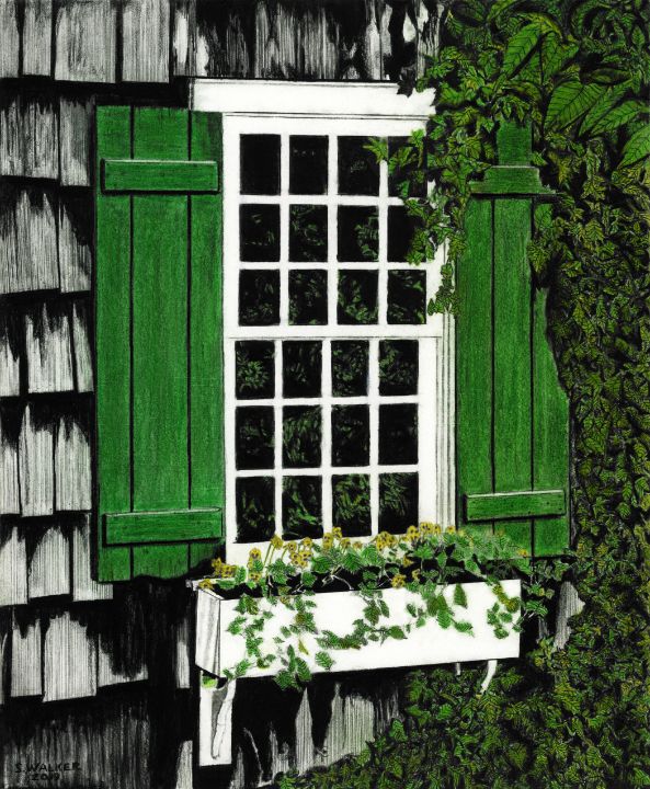 Green Shutters - Steve Walker Art - Paintings & Prints, Buildings ...