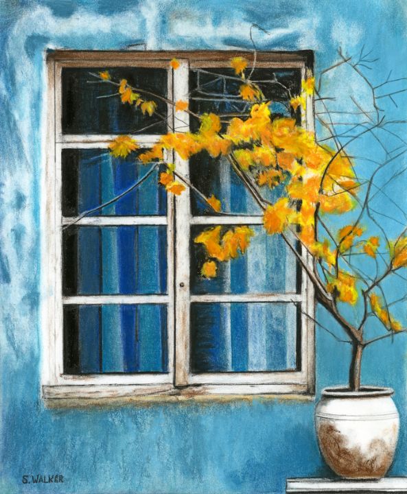 Yellow Flowers Outside Window - Steve Walker Art - Paintings & Prints ...