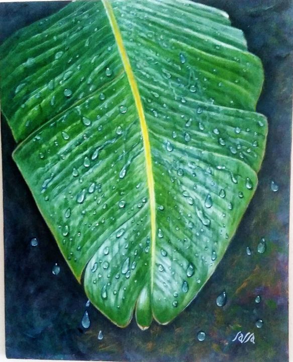 Wet Palm Leaf - StudioBlitz by Lalla - Paintings & Prints, Flowers ...