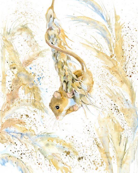 Harvest mouse on the wheat - Unicornarte - Paintings & Prints, Animals ...