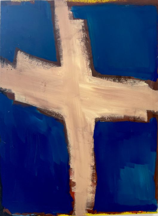Cream Cross on Blue Background - Phoenix Athens Gallery - Paintings ...