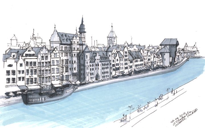 Gdansk downtown - Drawings From Travel - Drawings & Illustration ...