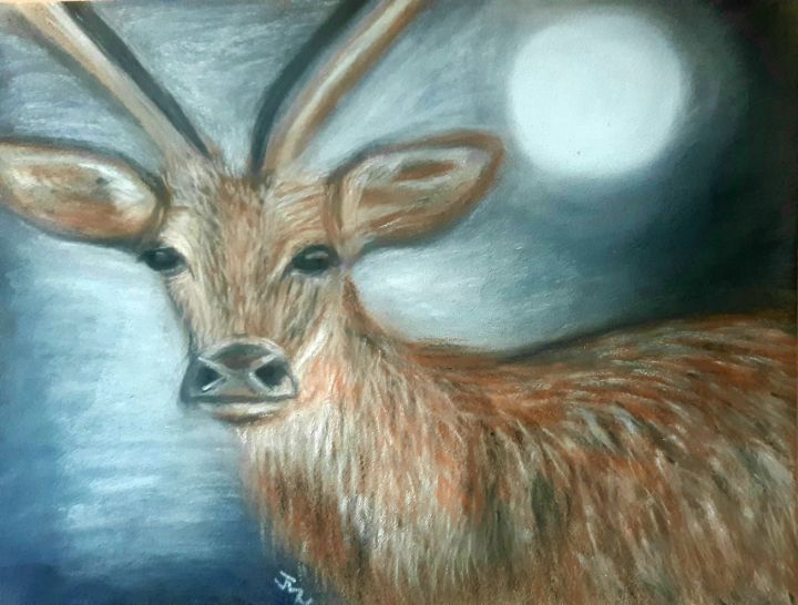 The Buck moon - Art by Jane Hicks - Paintings & Prints, Landscapes ...