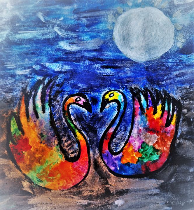 Mates for life - Art by gigi - Paintings & Prints, Animals, Birds ...