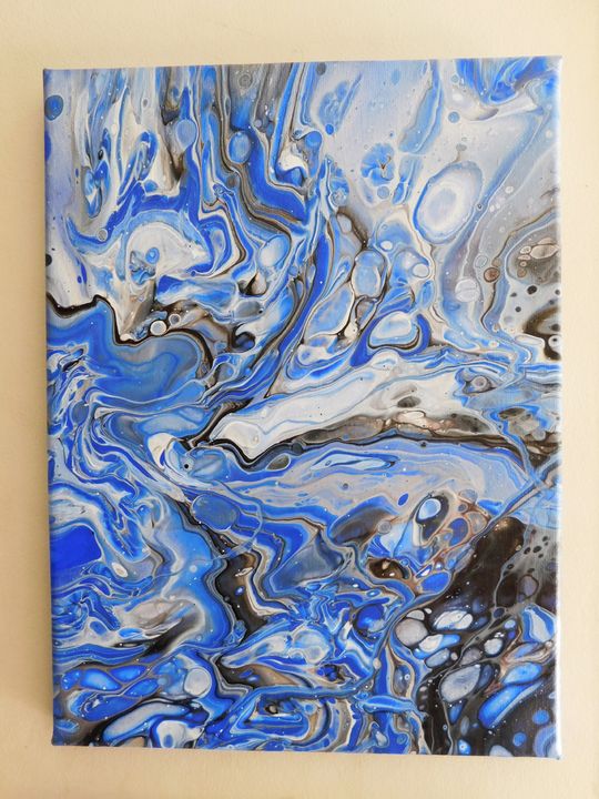 Hectic Blue Acrylic Pouring Canvas - Kate Legg - Paintings & Prints ...