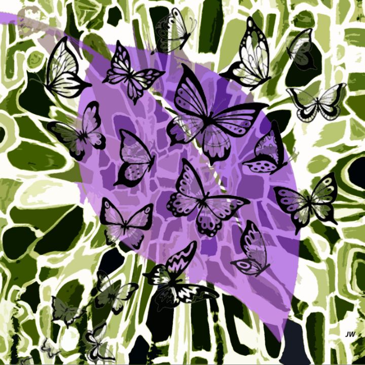 Purple Leaf - Art Studio 99 - Digital Art & AI, Abstract, Collage - ArtPal