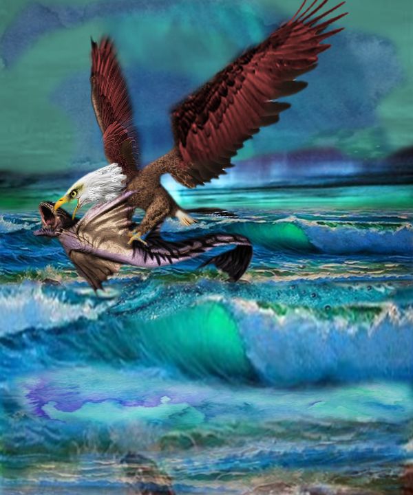 Blue Water Eagle - Trish Brown - Digital Art & AI, Animals, Birds ...
