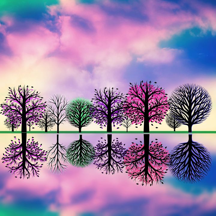 Reflecting Trees - Peggy Garr - Digital Art & AI, Flowers, Plants ...