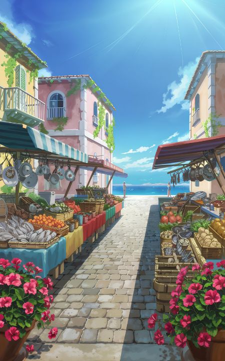 Charming Mediterranean Market Scene - Zephyra - Digital Art & AI ...