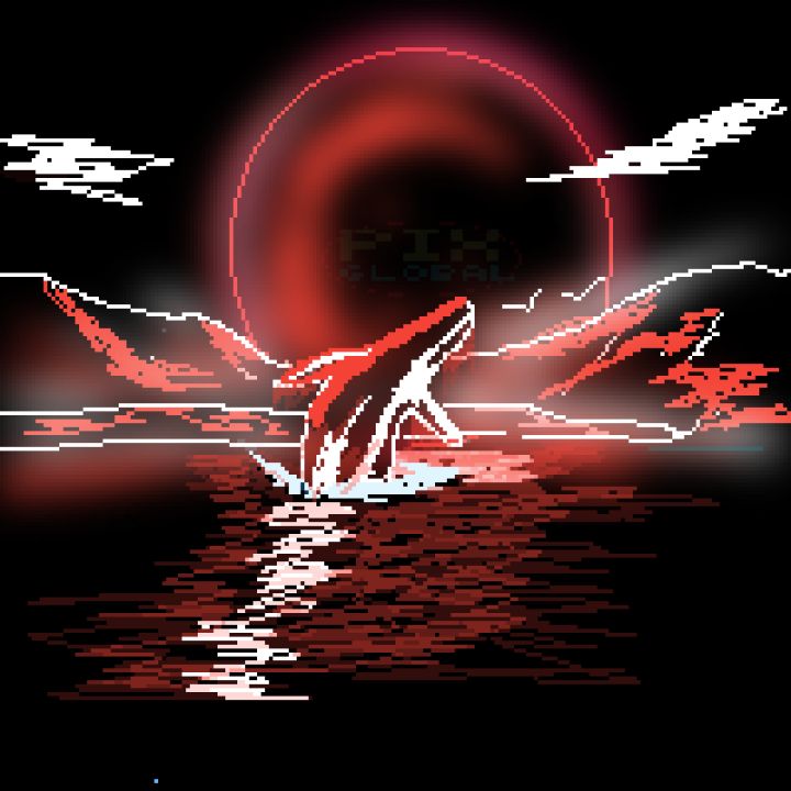 neon red moon in pixelart - PIXILGLOBAL - Digital Art & AI, Animals ...