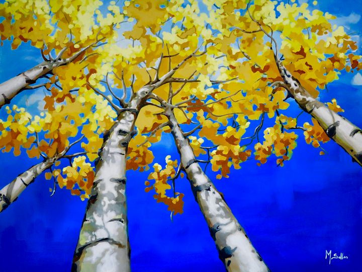 3D Tall silver birch trees SOLD - Marilene Salles Fineart - Paintings ...