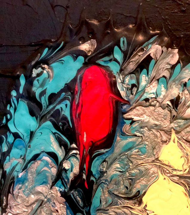Red Face - Painted Texture - Paintings & Prints, Abstract, Color - ArtPal