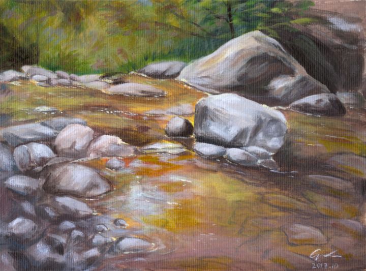 The Autumn Stream - Gordon Cheung - Paintings & Prints, Landscapes ...