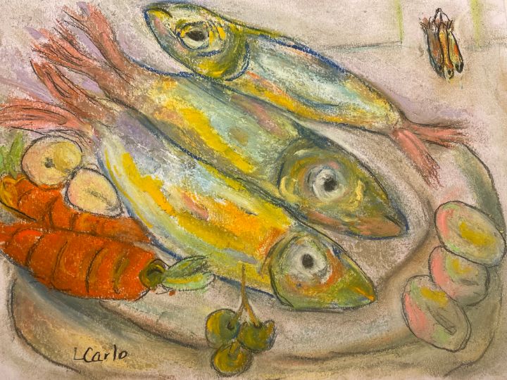 Fish dinner - Maple street arts - Drawings & Illustration, Still Life ...