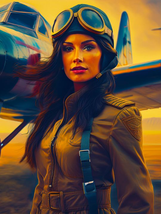 Anola Vintage Aviator Phoenix Art Works Digital Art And Ai People And Figures Female Form