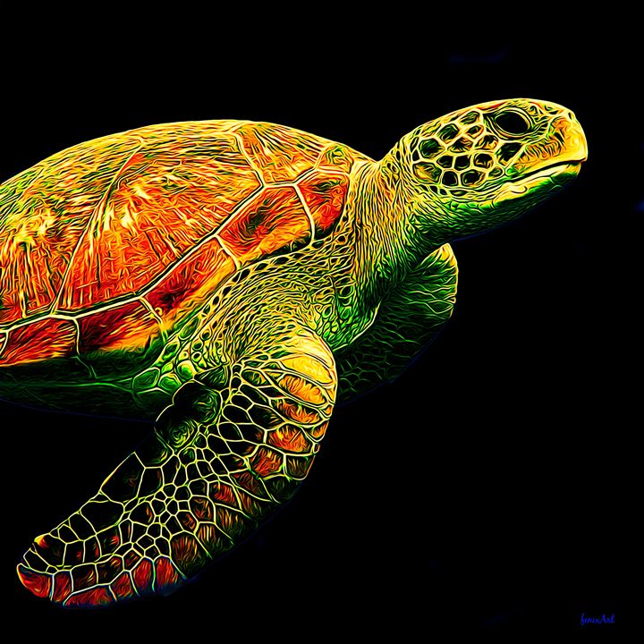 Green Sea Turtle - Phoenix Art Works - Digital Art & AI, Animals, Birds ...
