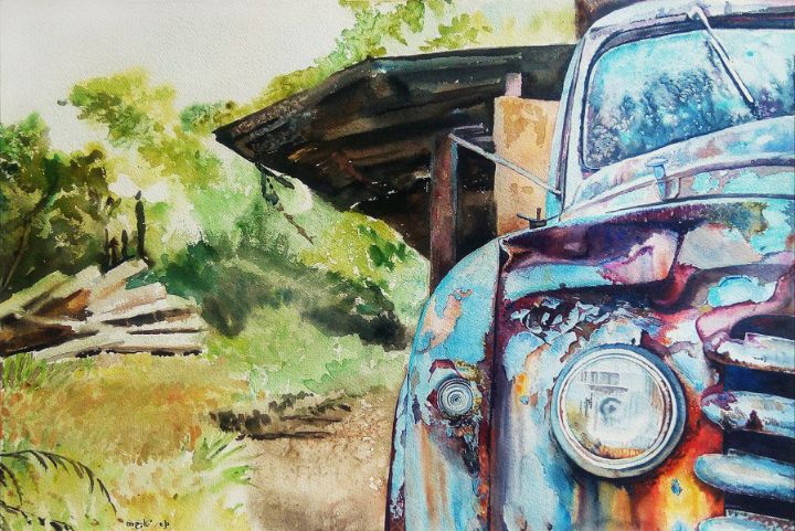 Rust I - Watercolor - Paintings & Prints, Landscapes & Nature, Other ...