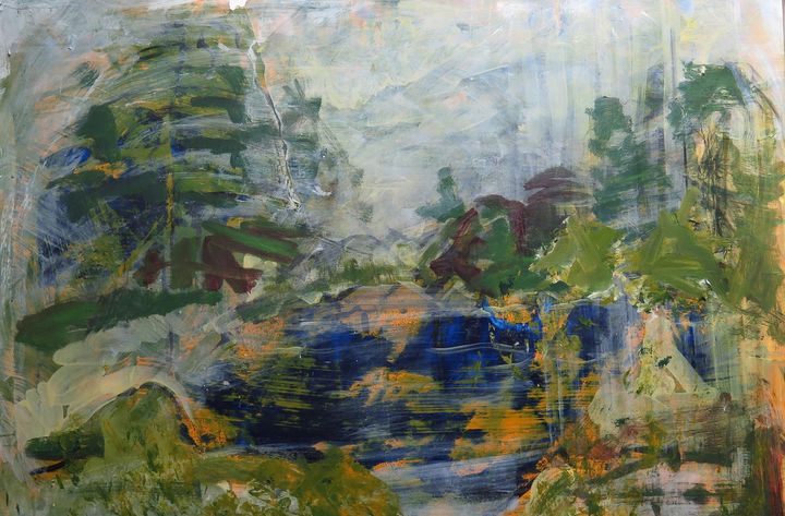 Lagoon by Margaret Rodgers - Exhibizone - Paintings & Prints, Abstract ...