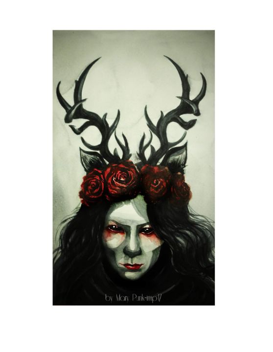 Horns and roses - Mary Punk-imp - Paintings & Prints, People & Figures ...