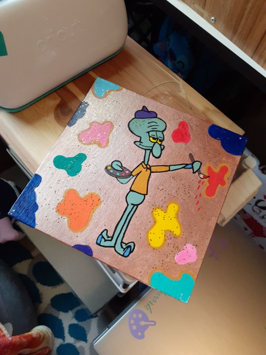 Art Squidward 8x8 canvas painting - Punisherdecalshop - Paintings ...