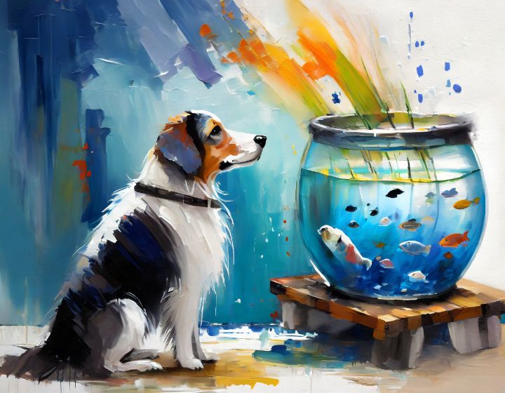 Dog and the fish tank - pixel2art - Digital Art, Animals, Birds, & Fish ...