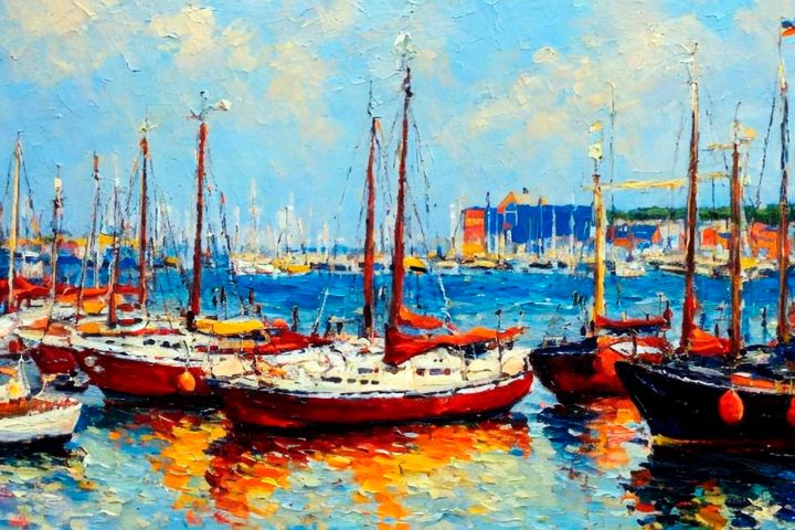 Harbor Reflections - Restored Art Studio - Paintings & Prints ...