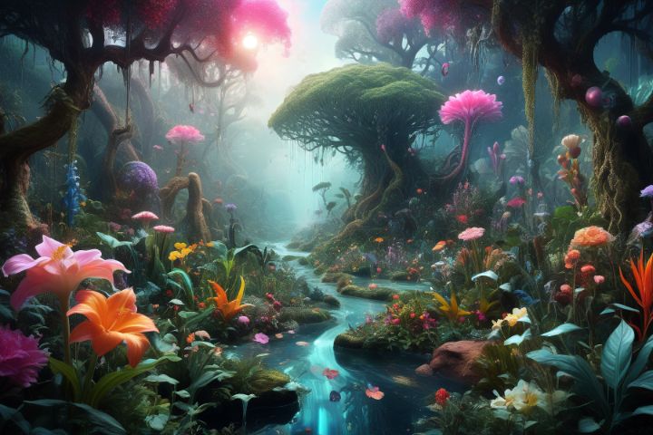 Garden of Eden in Otherworldly Realm - Restored Art Studio - Paintings ...