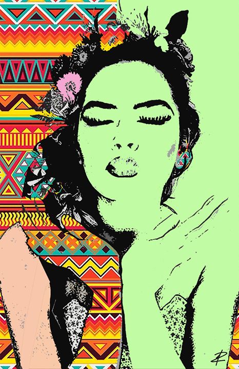 Aztec Love Beauty Green by Jesse Rau - Jesse Raudales - Paintings ...