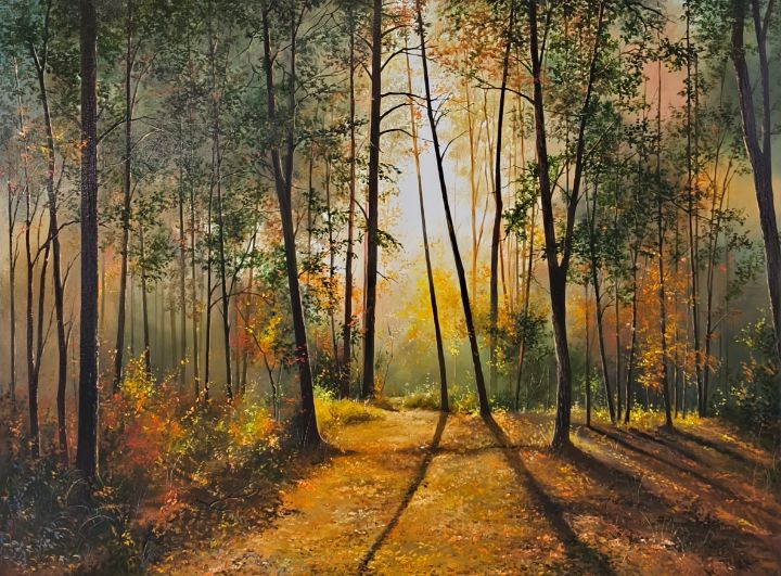 Sunlit Forest Serenity - Narinart Armgallery - Paintings & Prints, Landscapes & Nature, Forests ...