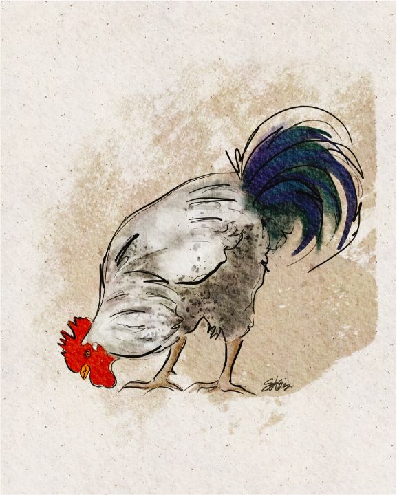 Scratch Rooster Art Print - Alchemy Artisan Works - Paintings & Prints ...