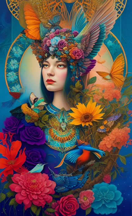 Floral lady - Spectra - Paintings & Prints, People & Figures, Portraits ...