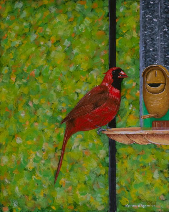 Cardinal at Feeder - Ken Adams - Paintings & Prints, Animals, Birds ...