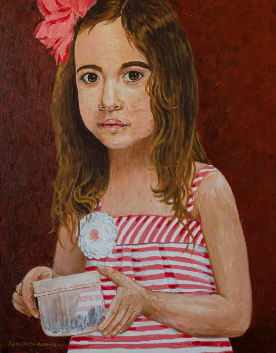 Girl with Cup of Snacks - Ken Adams - Paintings & Prints, People ...