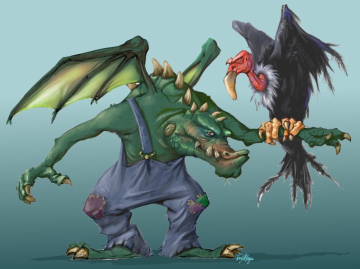 Gargoyle and his pet buzzard - Born to illustrate - Drawings ...