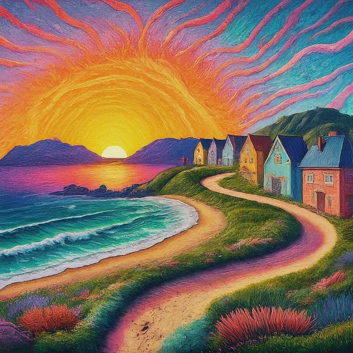 Coastal Sunset Serenade - Digital Josh Art - Digital Art & AI, Abstract ...