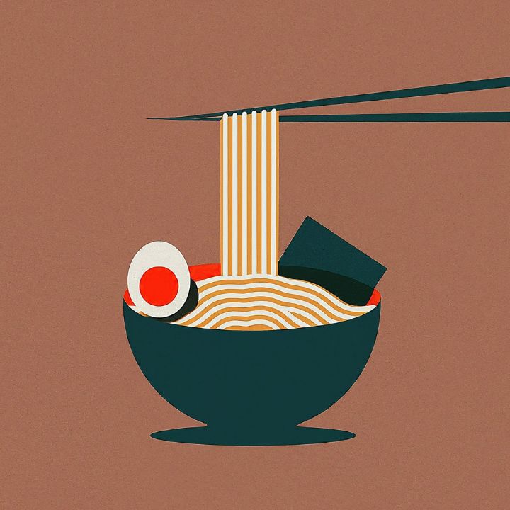 Minimalist Ramen Delight -Modern Art - Digital Josh Art - Digital Art & AI, Abstract, Man-made ...