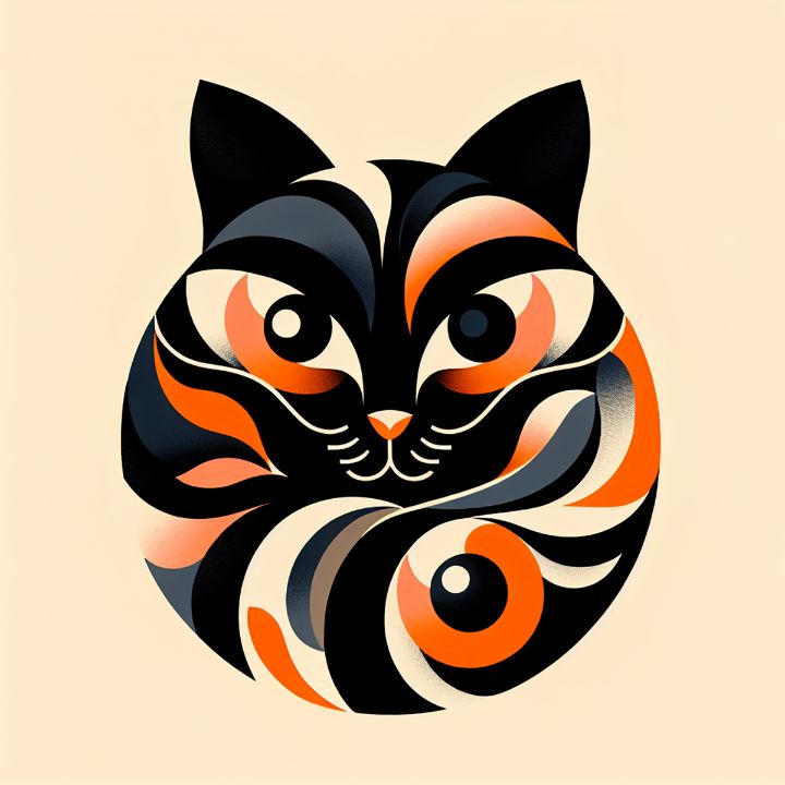 Stylized Cat Face in Bold Colors - Digital Josh Art - Digital Art & AI ...