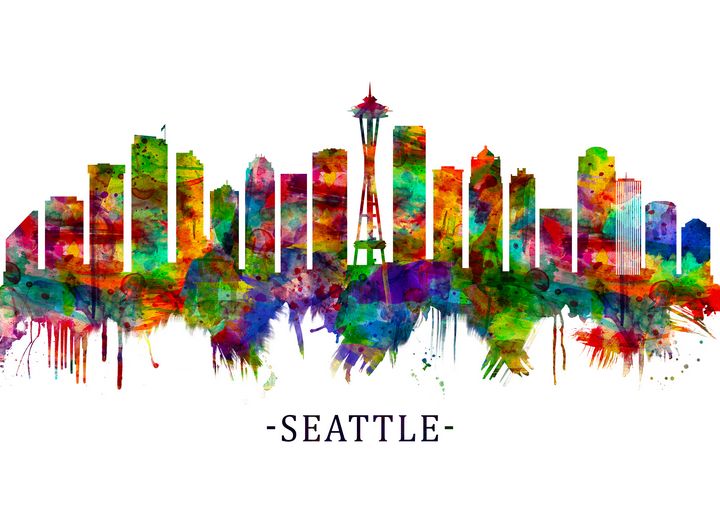 Seattle Washington Skyline - Towseef Dar - Digital Art & AI, Buildings ...