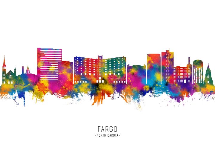 Fargo North Dakota Skyline - Towseef Dar - Paintings & Prints ...