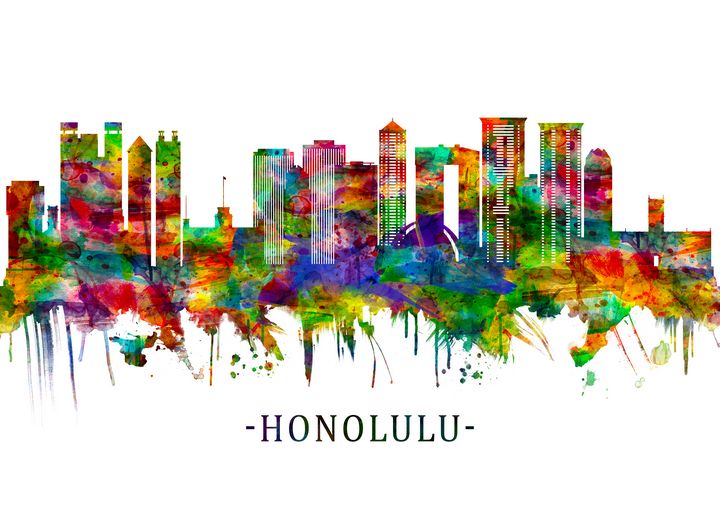 Honolulu Hawaii Skyline - Towseef Dar - Digital Art & AI, Buildings ...