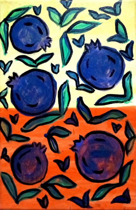 The BlueBerries - Art by Ayanthi - Paintings & Prints, Flowers, Plants ...