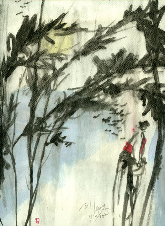 Tall morning - P J Lewis Art Gallery - Paintings & Prints, People ...