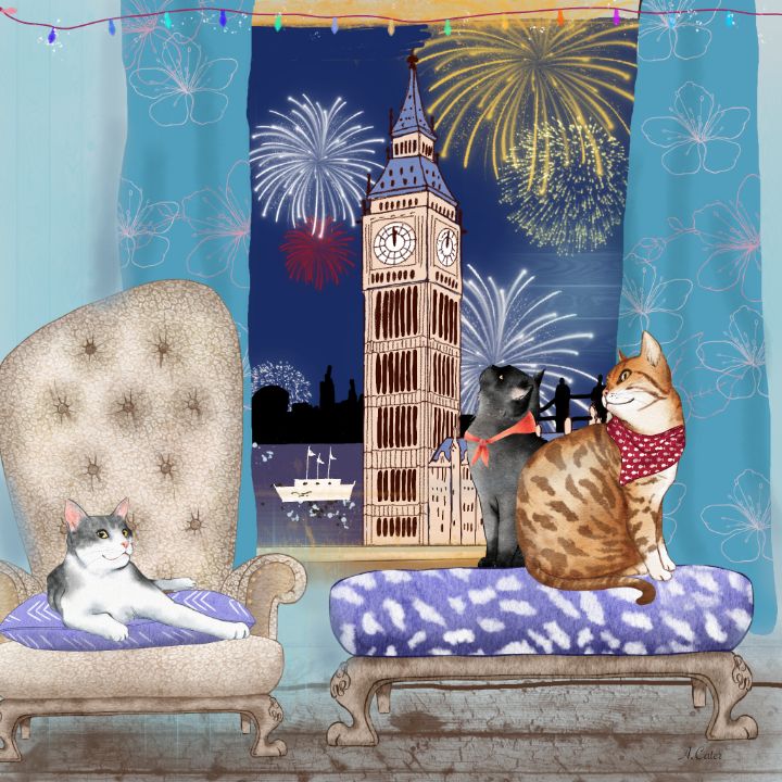Welcoming the New Year - Tabby Cat Studios - Digital Art & AI, Animals ...