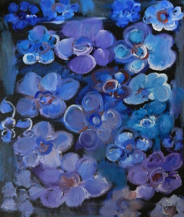 Blue Flowers - CS art - Paintings & Prints, Abstract, Landscape - ArtPal