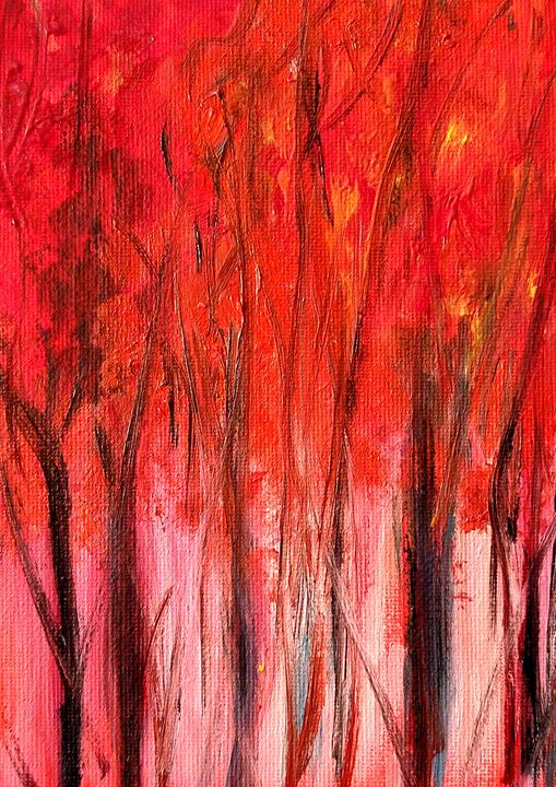 Red Forest - CS art - Paintings & Prints, Abstract, Landscape - ArtPal