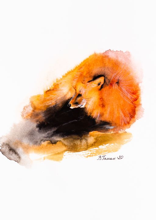 Watercolor fox. - Viktoria Gaman - Drawings & Illustration, Animals ...